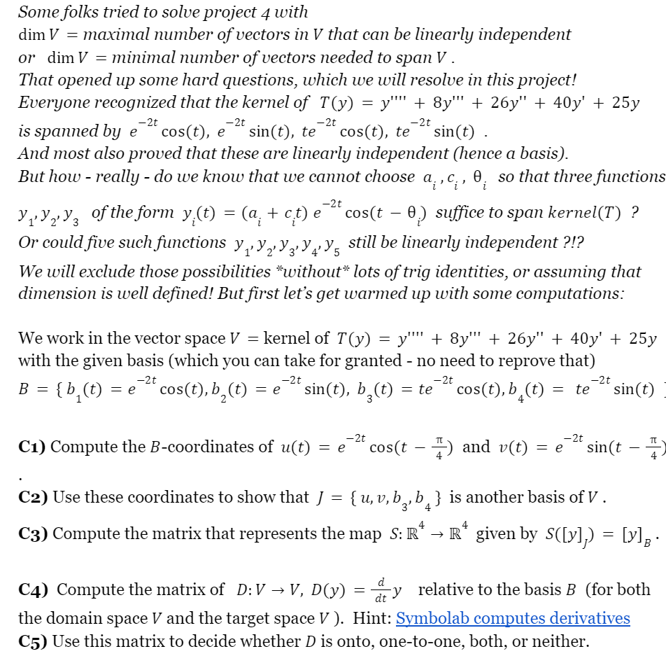 Solved = -2t -2t -2t -20 Some folks tried to solve project 4 | Chegg.com
