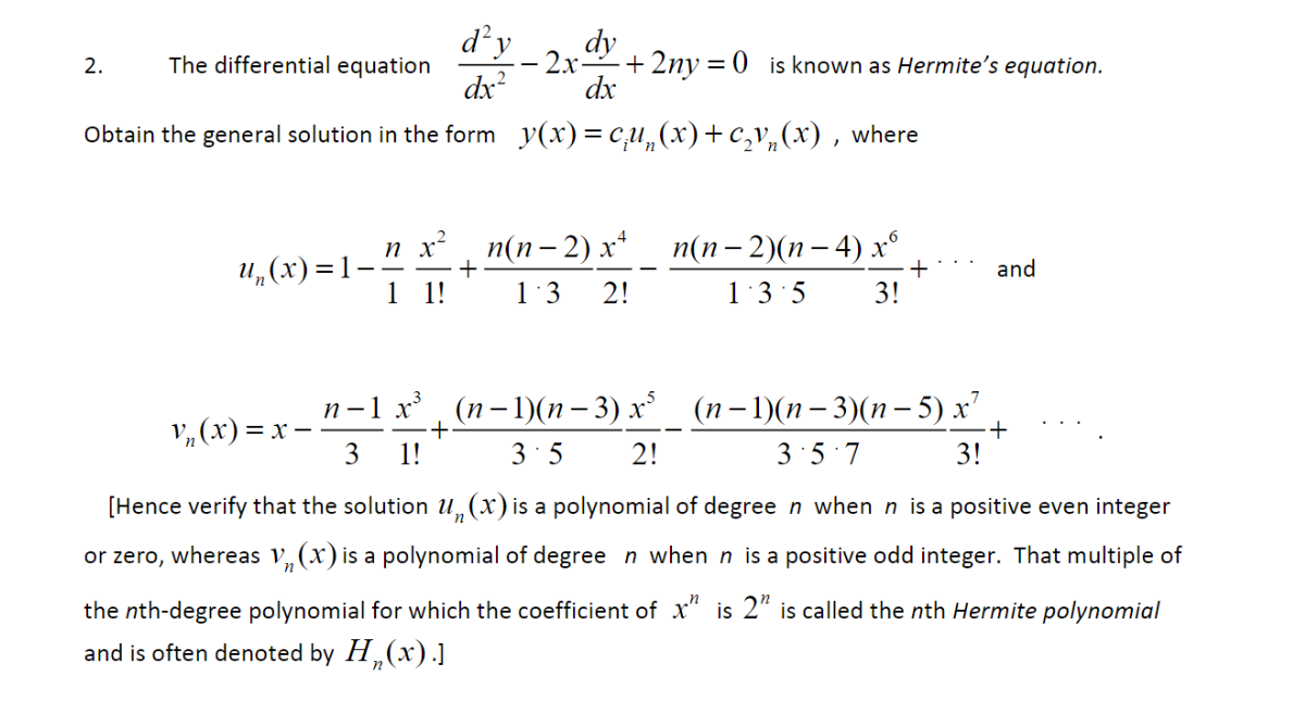 Solved The differential equation 0 is known as Hermite's | Chegg.com