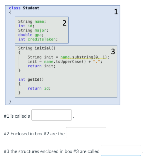Solved class Student { 1 String name; 2 int id; String | Chegg.com