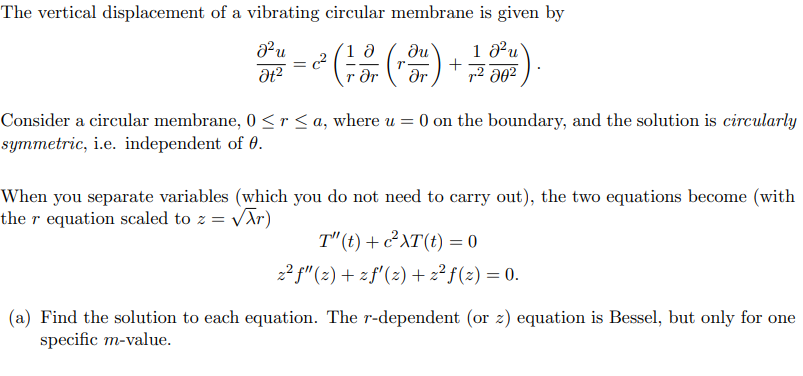 Solved The vertical displacement of a vibrating circular | Chegg.com