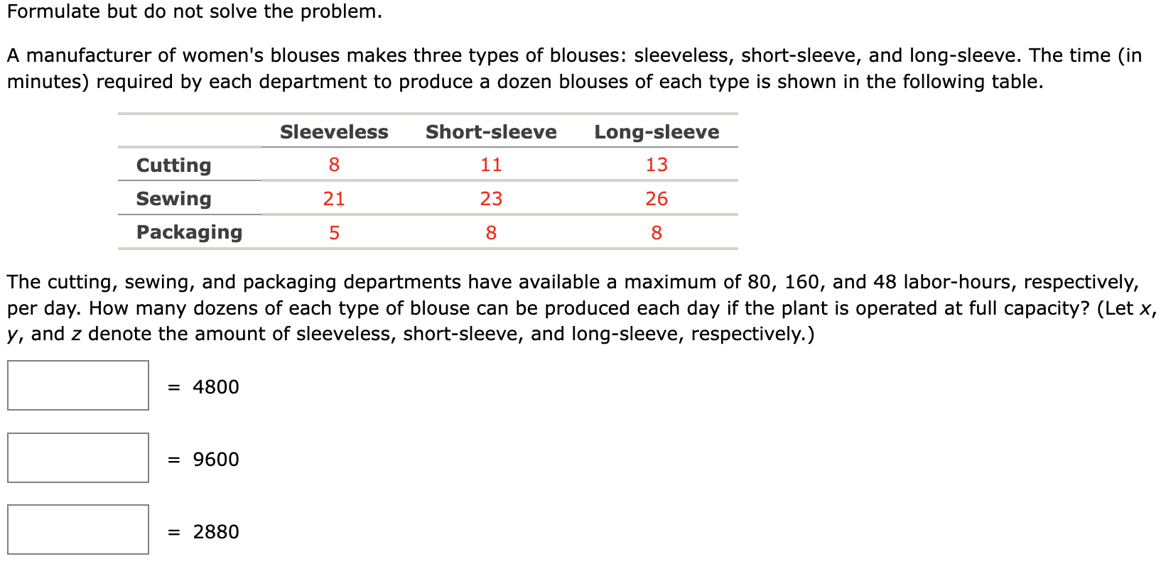 Solved Formulate but do not solve the problem. A | Chegg.com