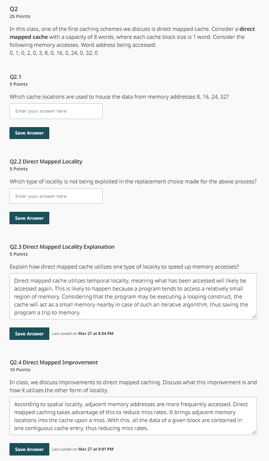 Solved Q2 25 Points In this class, one of the first caching | Chegg.com