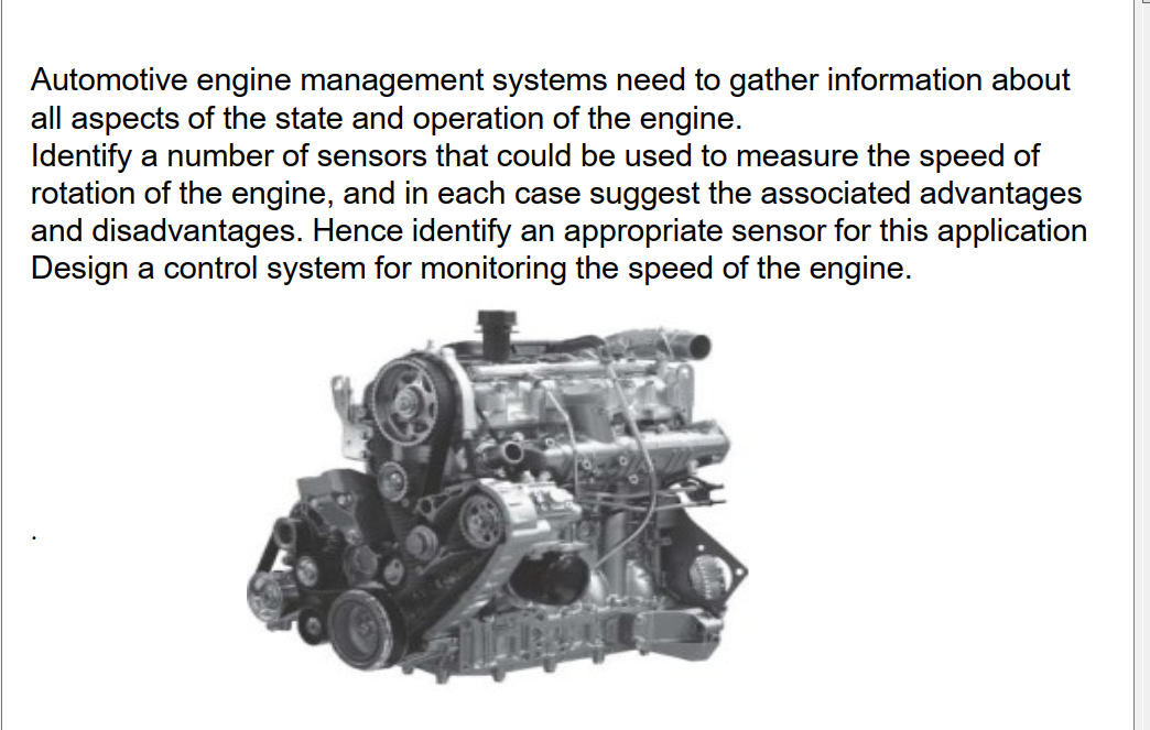 Solved Automotive engine management systems need to gather | Chegg.com