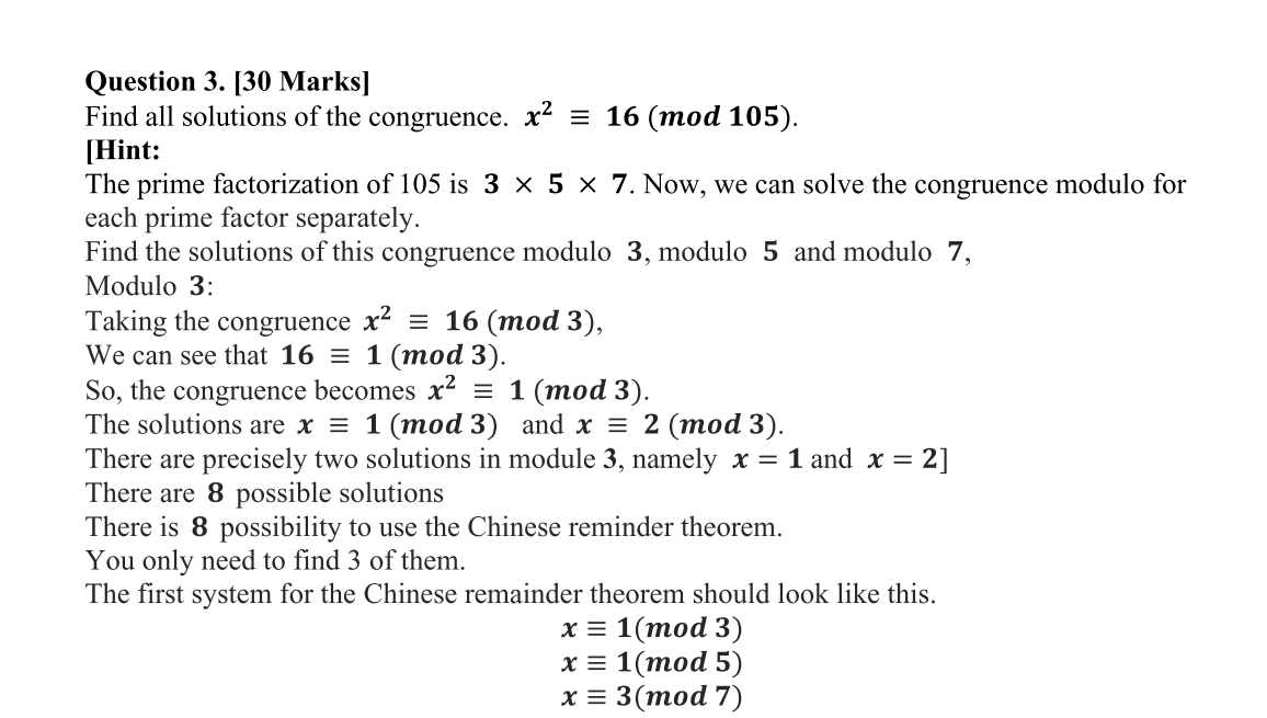Solved Question 3. [30 Marks] Find all solutions of the | Chegg.com