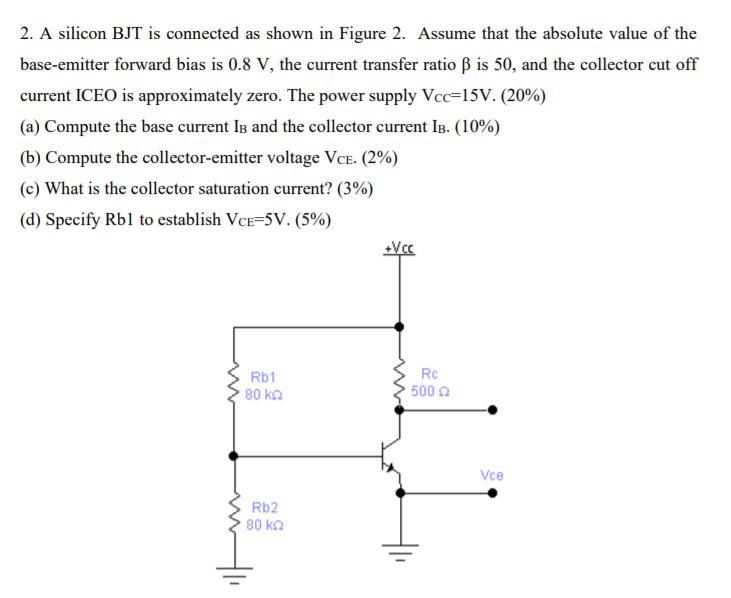 Solved 2. A silicon BJT is connected as shown in Figure 2. | Chegg.com