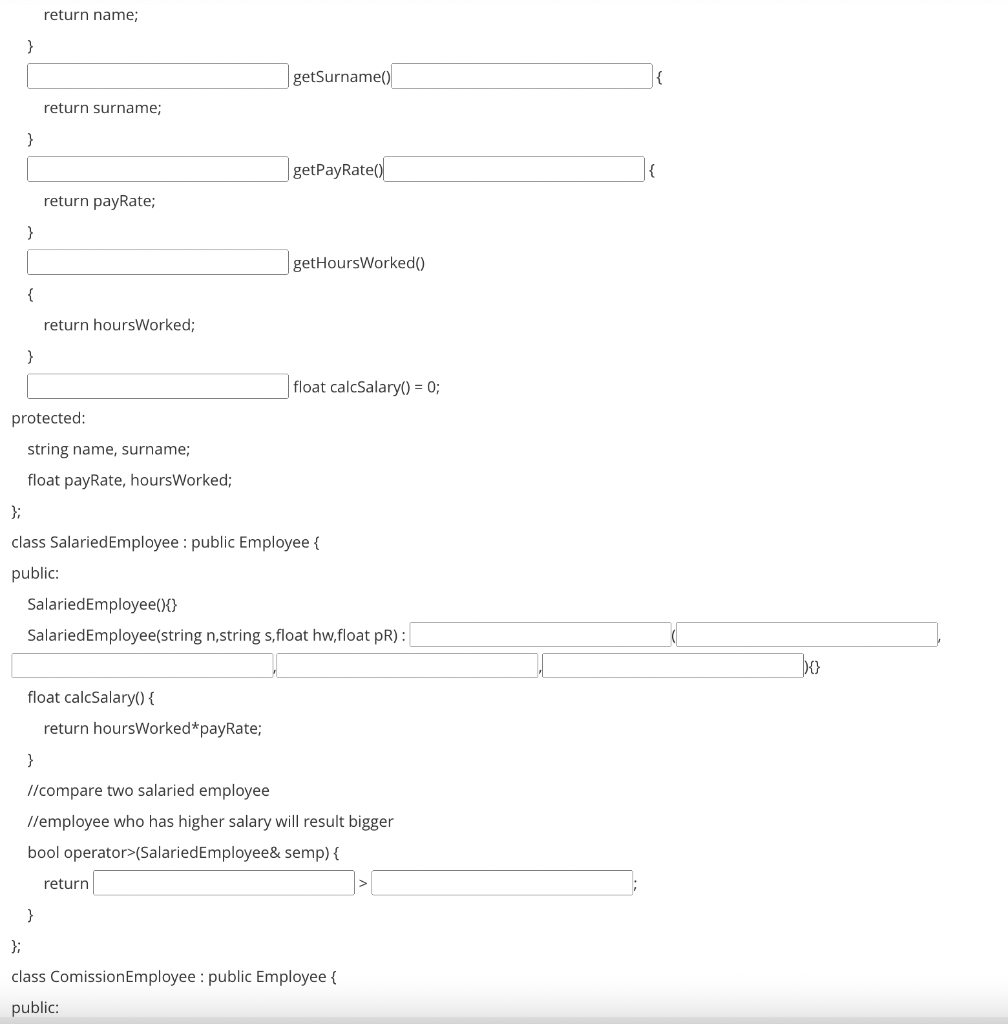 Solved Fill in the blanks for the code given below. !!! DO | Chegg.com