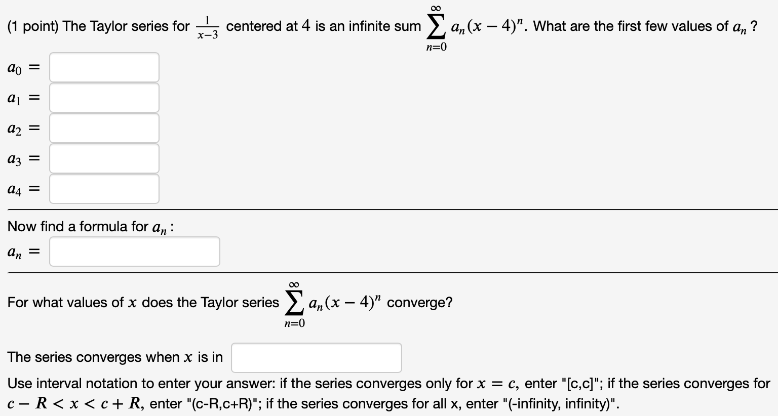 Solved (1 point) If - is represented as an infinite sum > | Chegg.com