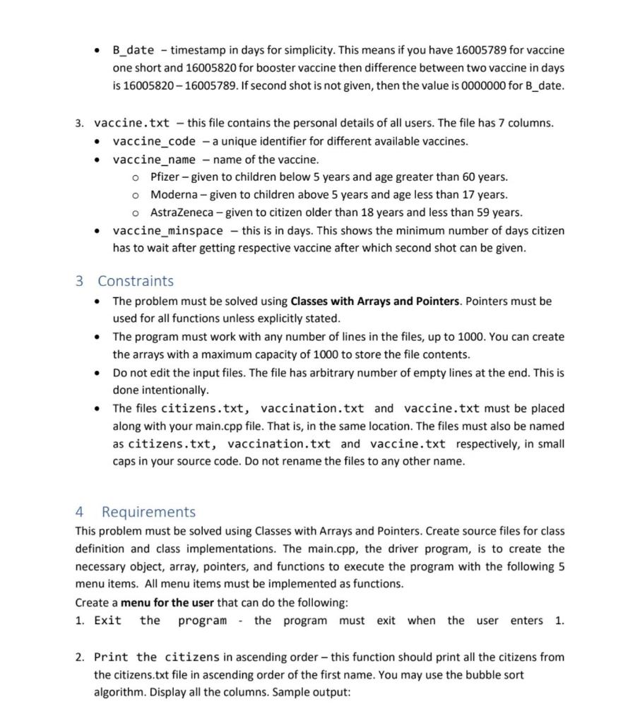 Solved Classes and objects/Arrays/Pointers - | Chegg.com