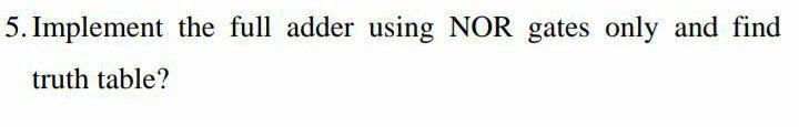 Solved 5. Implement the full adder using NOR gates only and | Chegg.com