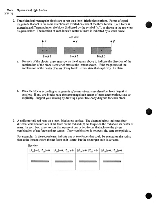 Solved DYNAMICS OF RIGID BODIES Mech HW-69 Name I. Energy | Chegg.com