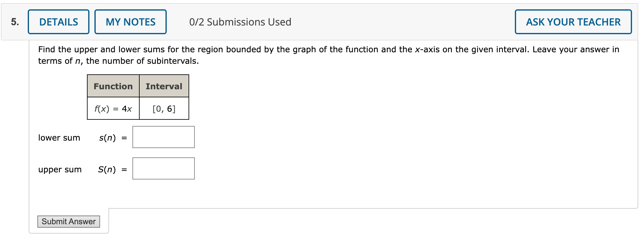 Solved Find the upper and lower sums for the region bounded | Chegg.com