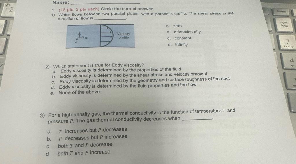 Solved 1. (18 pts, 3 pts each) Circle the correct answer. 1) | Chegg.com