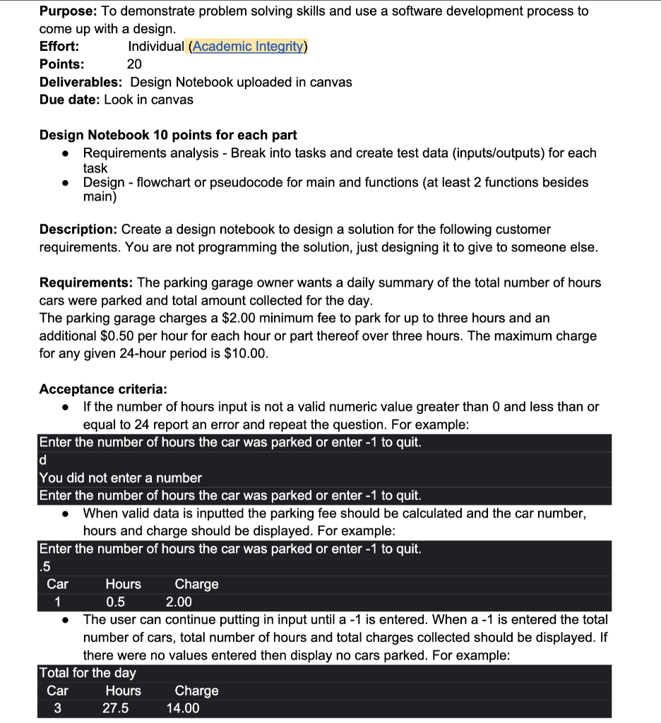 Purpose: To demonstrate problem solving skills and | Chegg.com