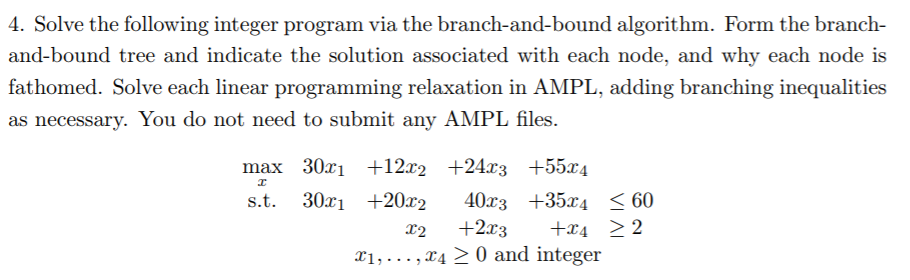 4 Solve The Following Integer Program Via The 0204