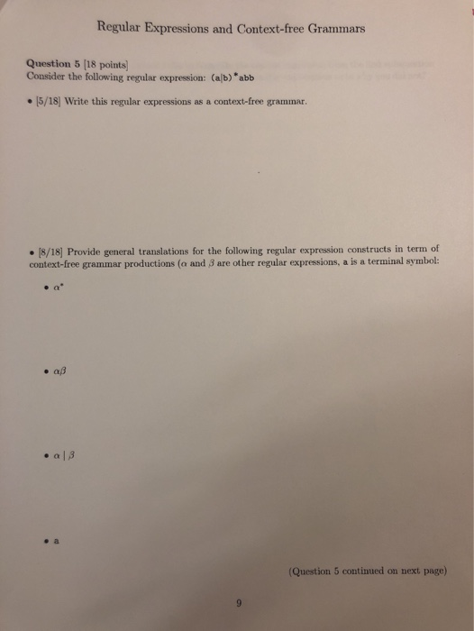 Solved Regular Expressions and Context-free Grammars | Chegg.com