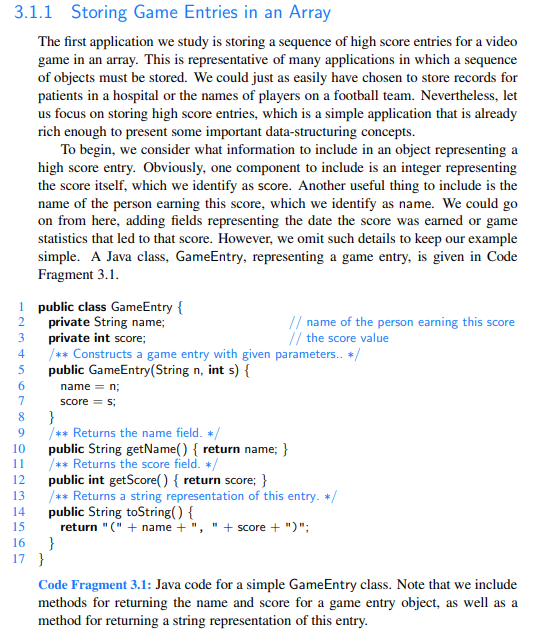 3.1.1 Storing Game Entries in an Array The first | Chegg.com