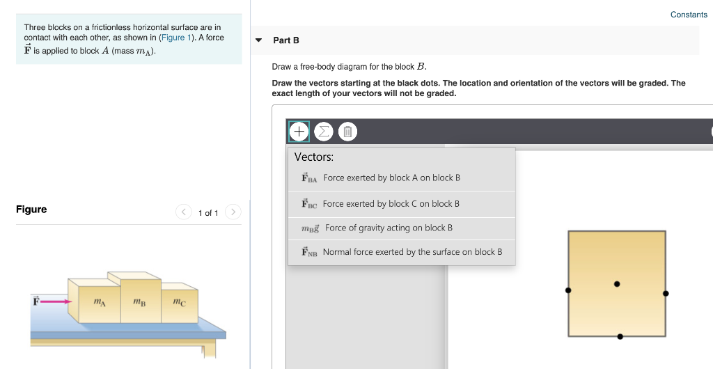 Solved Constants Three blocks on a frictionless horizontal | Chegg.com