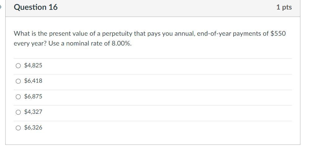 Solved What is the present value of a perpetuity that pays | Chegg.com