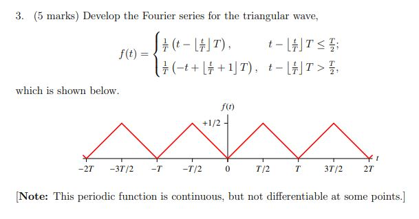 Solved 3. (5 marks) Develop the Fourier series for the | Chegg.com