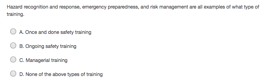 Solved Hazard recognition and response, emergency | Chegg.com