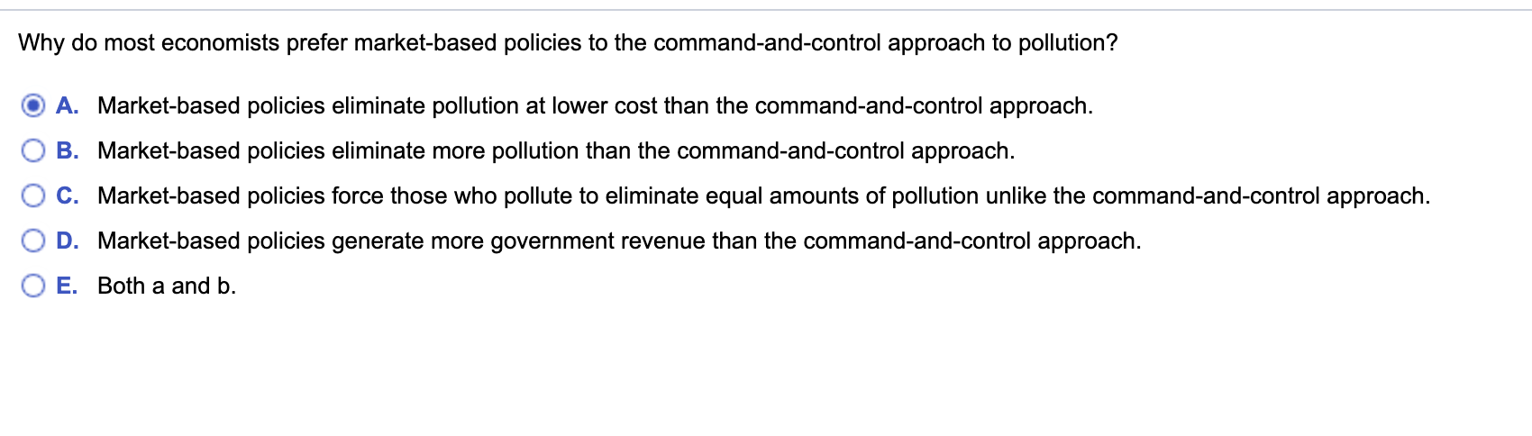 Solved Why do most economists prefer market-based policies | Chegg.com