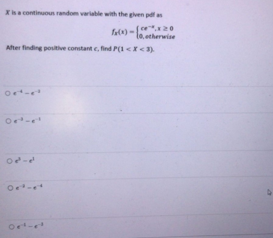 Solved X is a continuous random variable with the given pdf | Chegg.com
