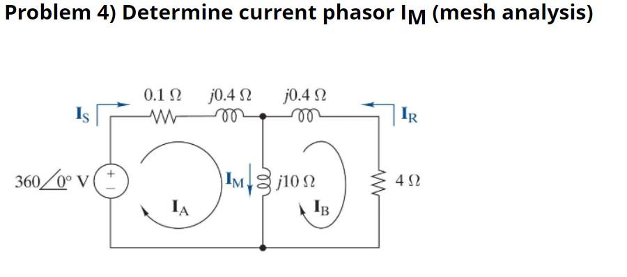 Solved Problem 4) Determine current phasor IM (mesh | Chegg.com