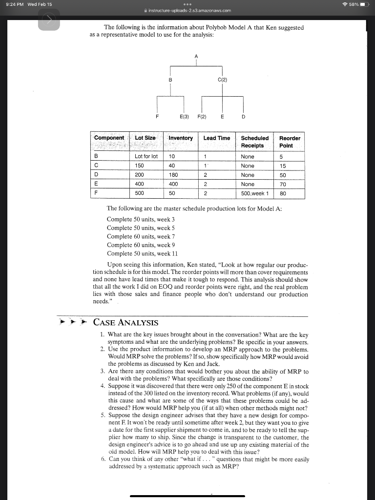 Solved ACME POLYBOB COMPANY Ken Mack, plant manager for the | Chegg.com