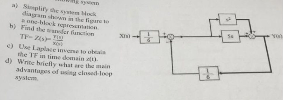 Solved Simplify the system block diagram shown in the | Chegg.com