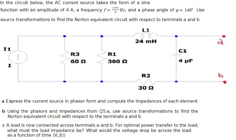 Solved n the circuit below, the AC current source takes the | Chegg.com