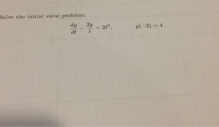 Solved Solve the initial value problem: dy/dt - 2y/t = | Chegg.com
