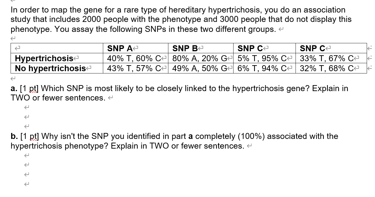 Solved In order to map the gene for a rare type of | Chegg.com
