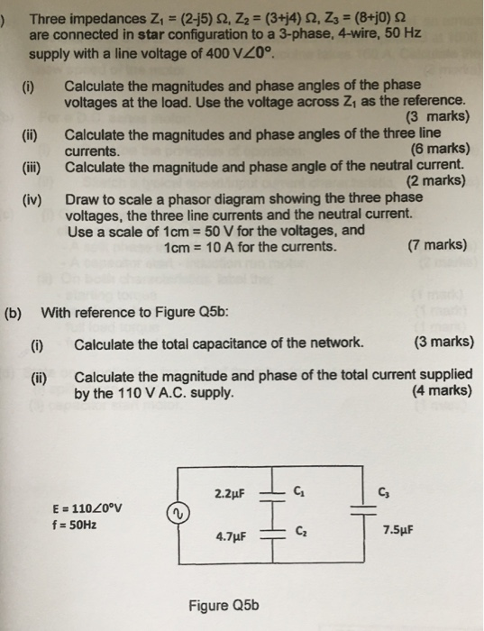 Solved Three impedances Z1 = (2-j5) Ω, Z2 = (3H4) Ω, Z3 = | Chegg.com