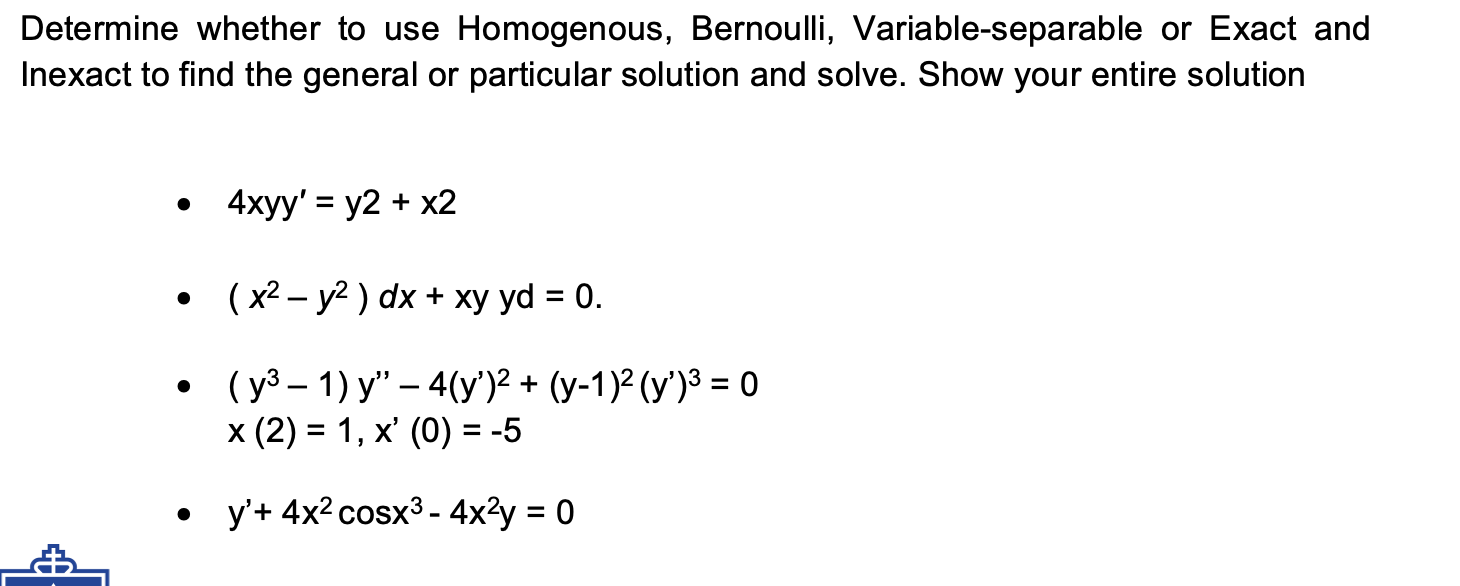 Solved Determine whether to use Homogenous, Bernoulli, | Chegg.com