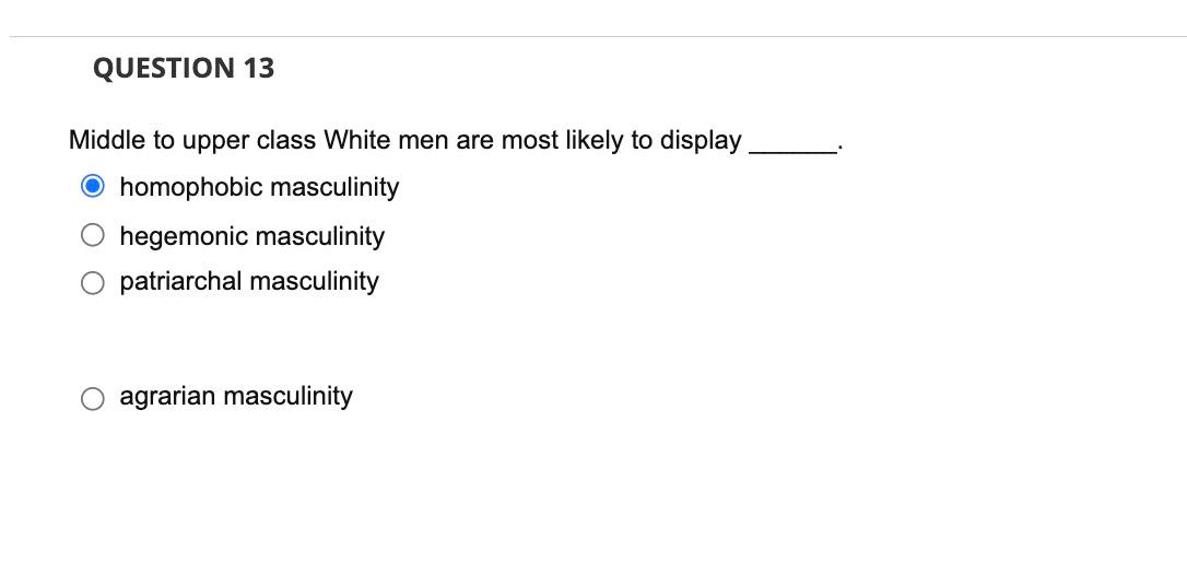 Middle to upper class White men are most likely to | Chegg.com