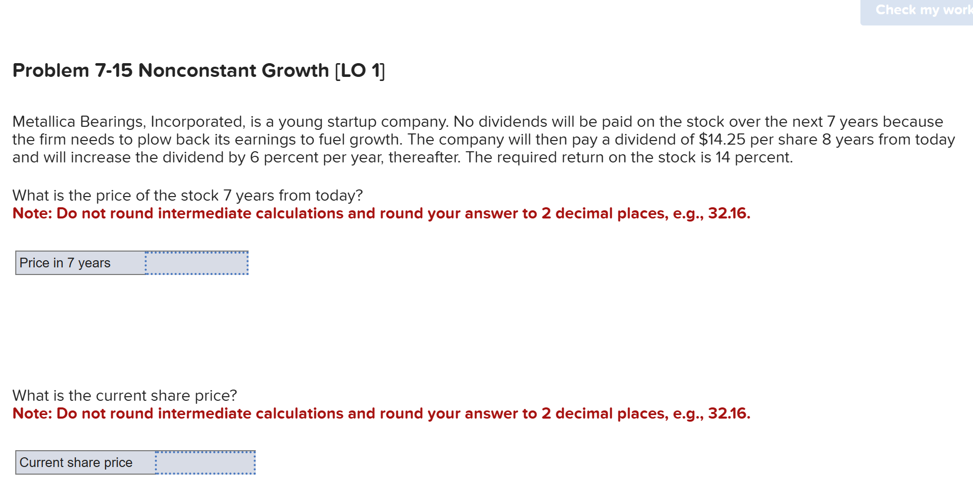 Solved Problem 7-15 ﻿Nonconstant Growth [lO 1]Metallica | Chegg.com