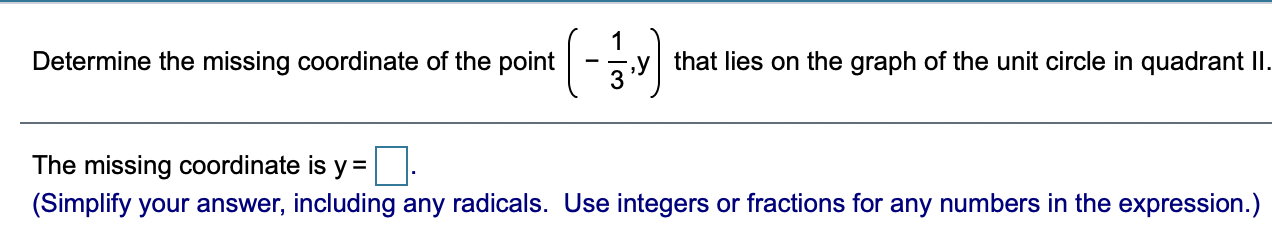 Solved Determine the missing coordinate of the point that | Chegg.com