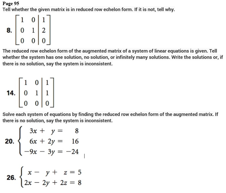 Solved For 8. Tell whether the given matrix is in reduced | Chegg.com