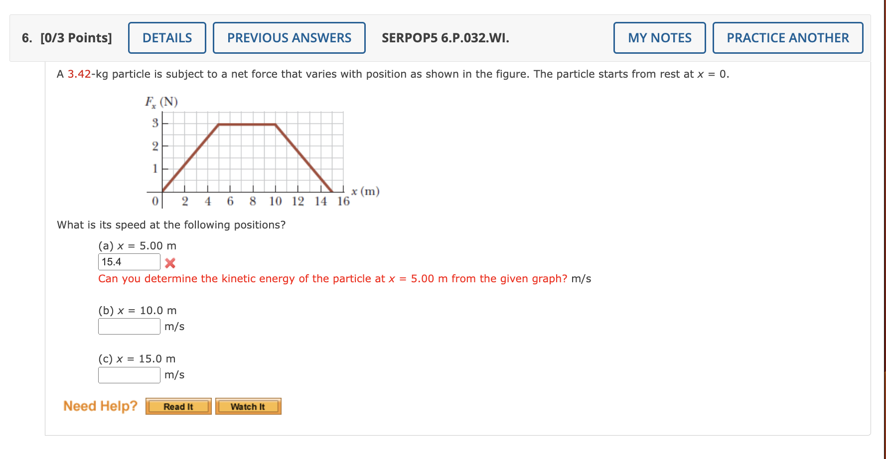 Solved A 3.42-kg particle is subject to a net force that | Chegg.com
