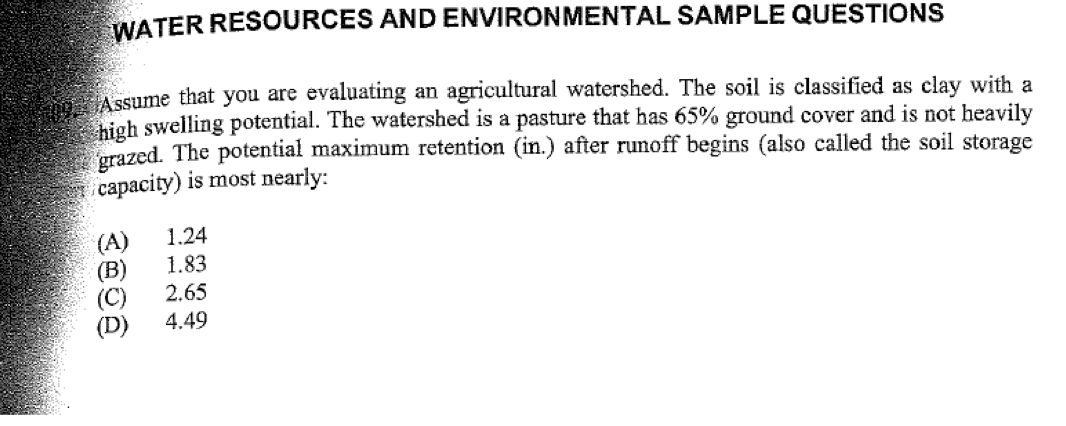 Solved WATER RESOURCES AND ENVIRONMENTAL SAMPLE QUESTIONS ng | Chegg.com