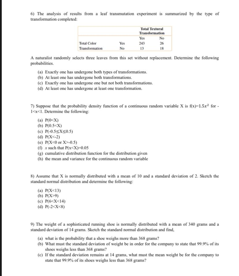 Solved 6) The analysis of results from a leaf transmutation | Chegg.com