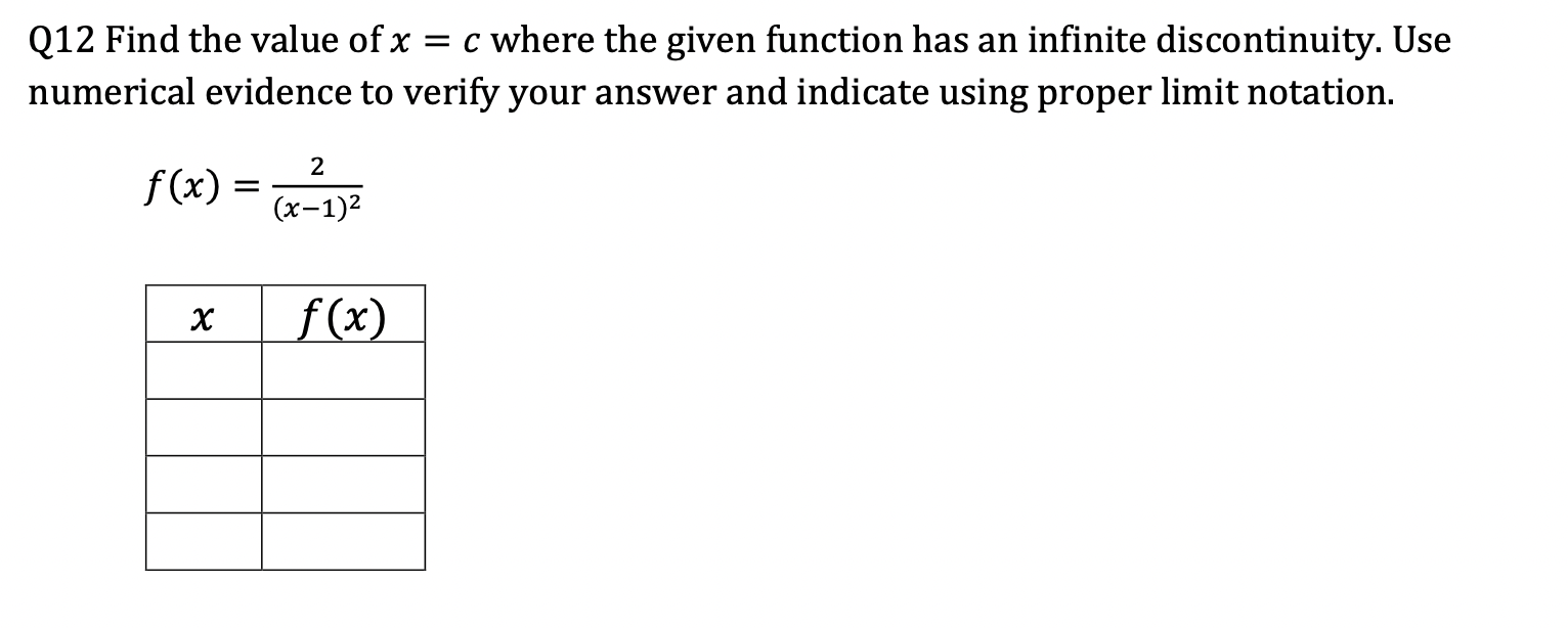 Solved Q12 Find the value of x = c where the given function | Chegg.com