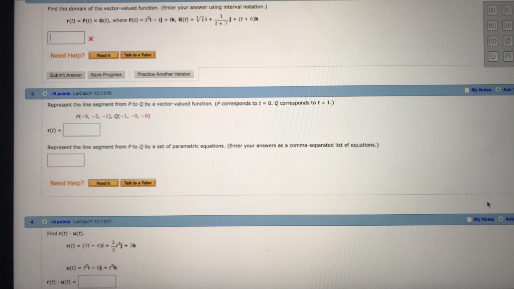 Solved Find the domain of the vector-valued function. (Enter | Chegg.com