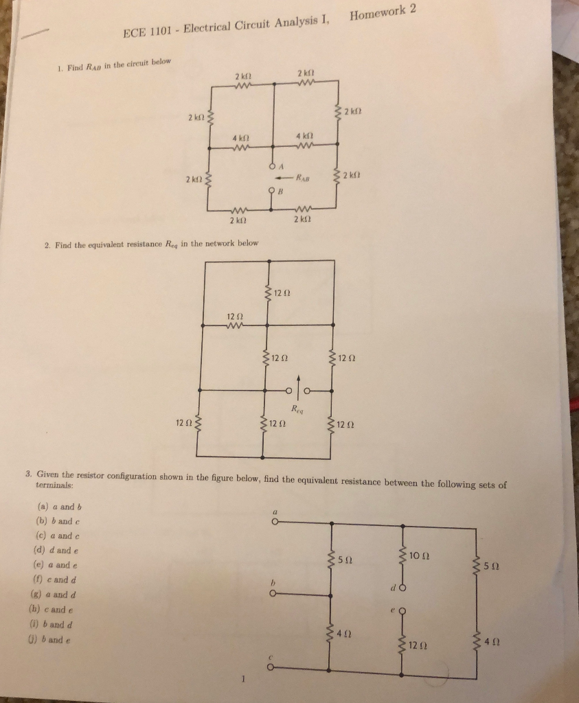 Solved Homework 2 ECE 1101 Electrical Circuit Analysis I, 1. | Chegg.com