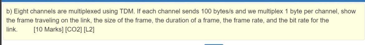 Solved b) Eight channels are multiplexed using TDM. If each | Chegg.com