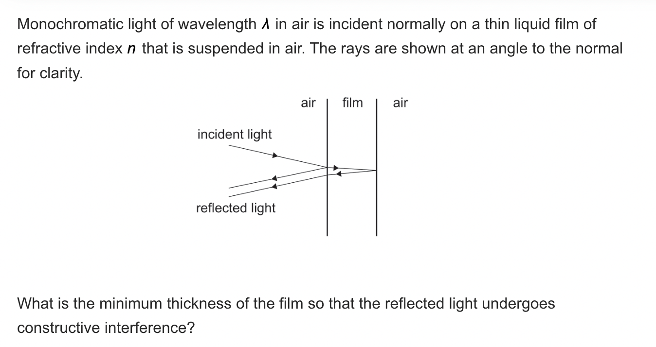 Solved Monochromatic light of wavelength λ in air is | Chegg.com