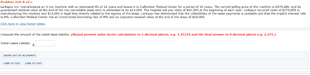 Solved Problem 21A-8 a2-c Larkspur Inc. manufactures an | Chegg.com
