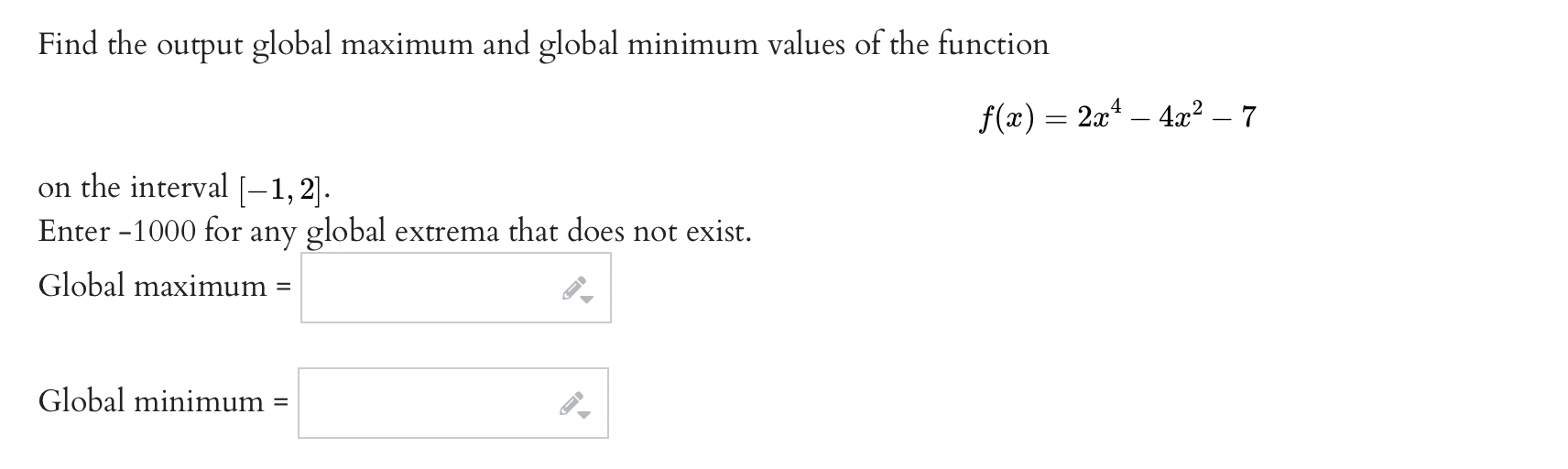 Solved Find the output global maximum and global minimum | Chegg.com