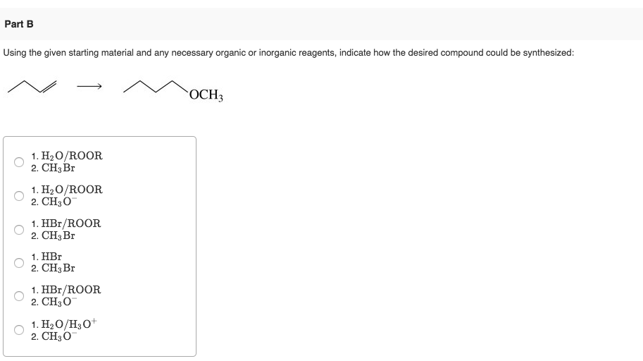 Solved Part A Using the given starting material and any | Chegg.com