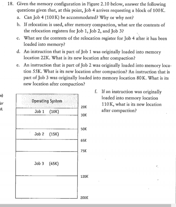 Solved Given the memory configuration in Figure 2.10 below, | Chegg.com